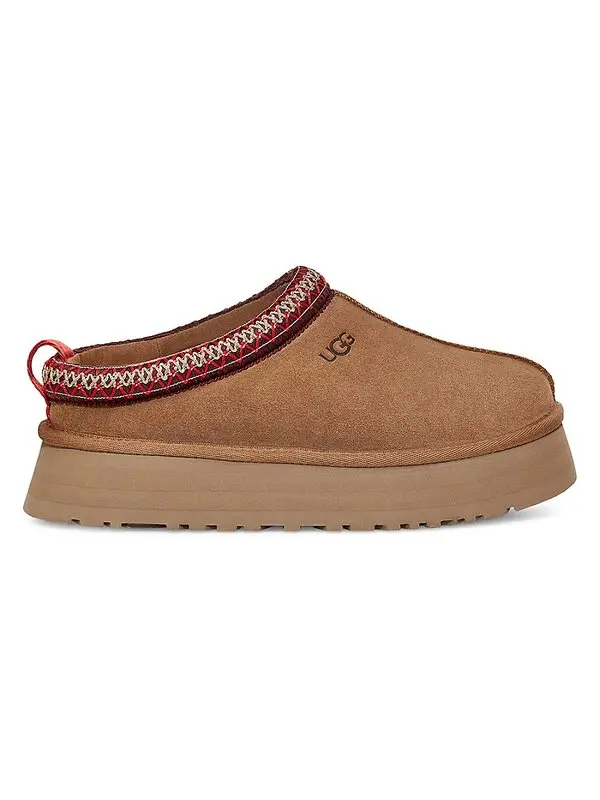 UGG Tazz Suede Platform Slippers - Chestnut