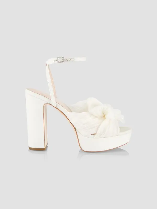 LOEFFLER RANDALL Natalia 115mm Pleated Bow Platform Sandals - Pearl