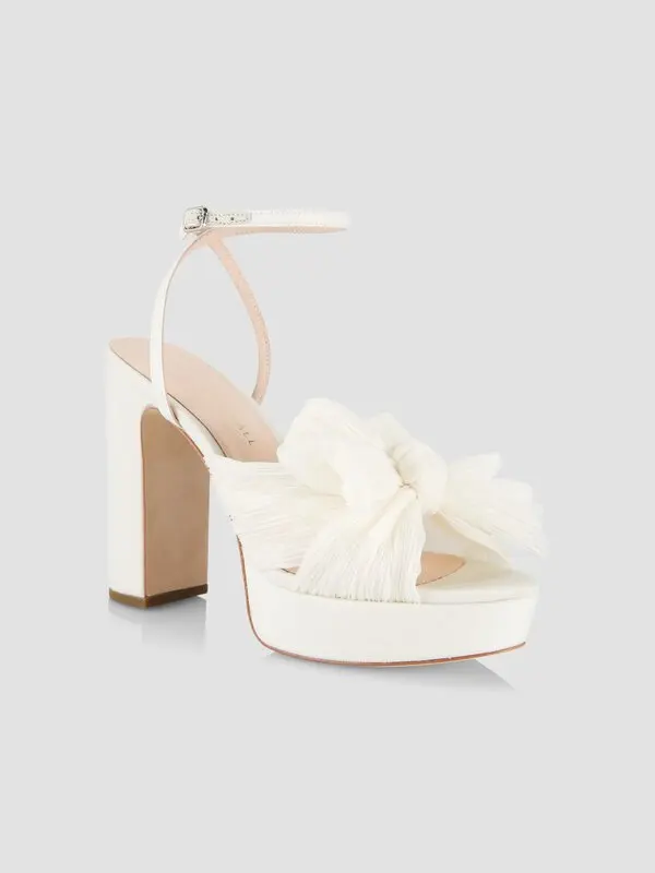 LOEFFLER RANDALL Natalia 115mm Pleated Bow Platform Sandals - Pearl