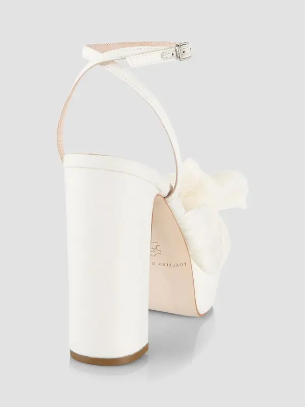 LOEFFLER RANDALL Natalia 115mm Pleated Bow Platform Sandals - Pearl