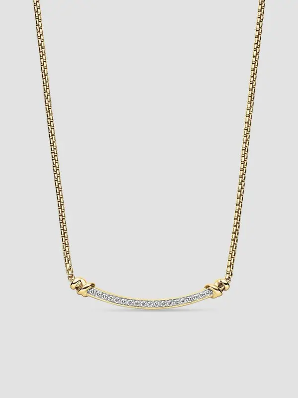 David Yurman Petite Helena Wrap Station Necklace In 18k Yellow With Diamonds, 29mm - Diamond