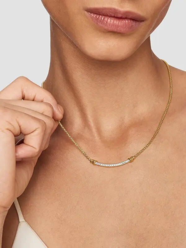 David Yurman Petite Helena Wrap Station Necklace In 18k Yellow With Diamonds, 29mm - Diamond