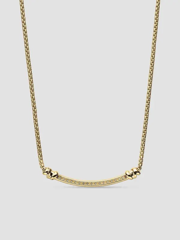 David Yurman Petite Helena Wrap Station Necklace In 18k Yellow With Diamonds, 29mm - Diamond