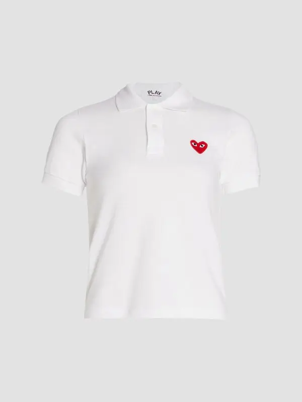 Play Comme Des Garcon Embroidered Heart Polo Shirt