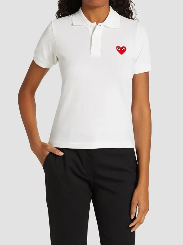 Play Comme Des Garcon Embroidered Heart Polo Shirt
