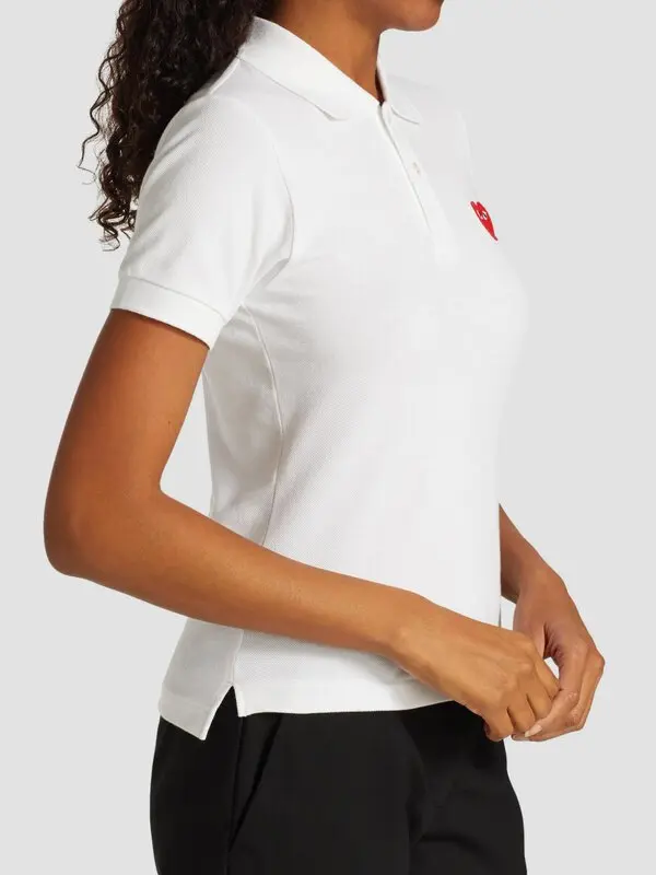 Play Comme Des Garcon Embroidered Heart Polo Shirt