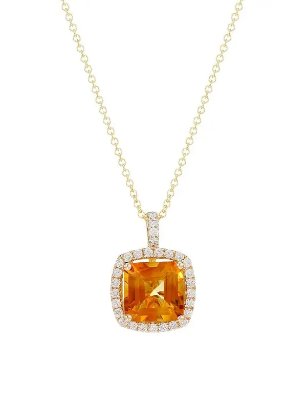 Saks Fifth Avenue Collection 14k 0.35 Tcw Diamond & Citrine Pendant Necklace - Yellow Gold