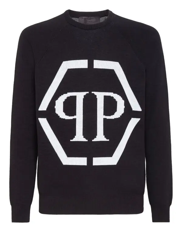 Philipp Plein Intarsia-logo Crewneck Jumper - Black
