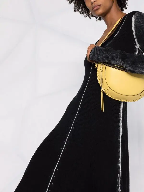 black knit fit and flare dress Kate Spade