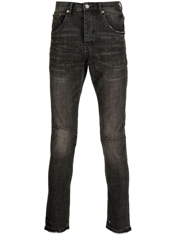 PURPLE BRAND Mid-rise Skinny Jeans - Black