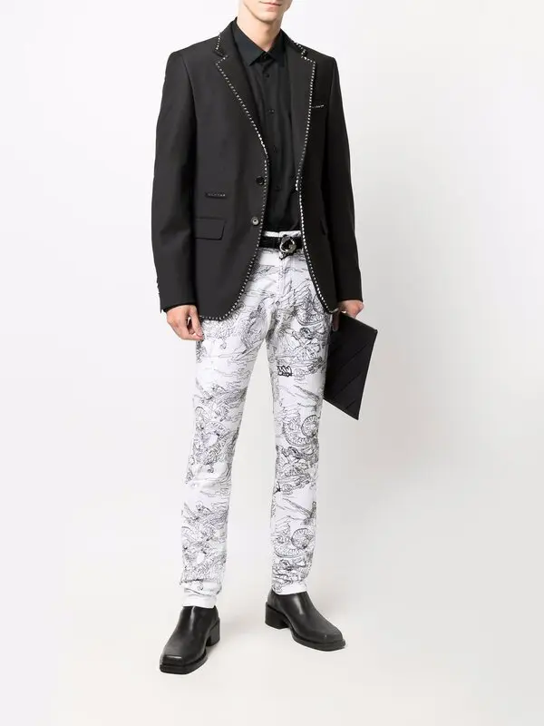 Philipp Plein Studded-trim Single-breasted Blazer