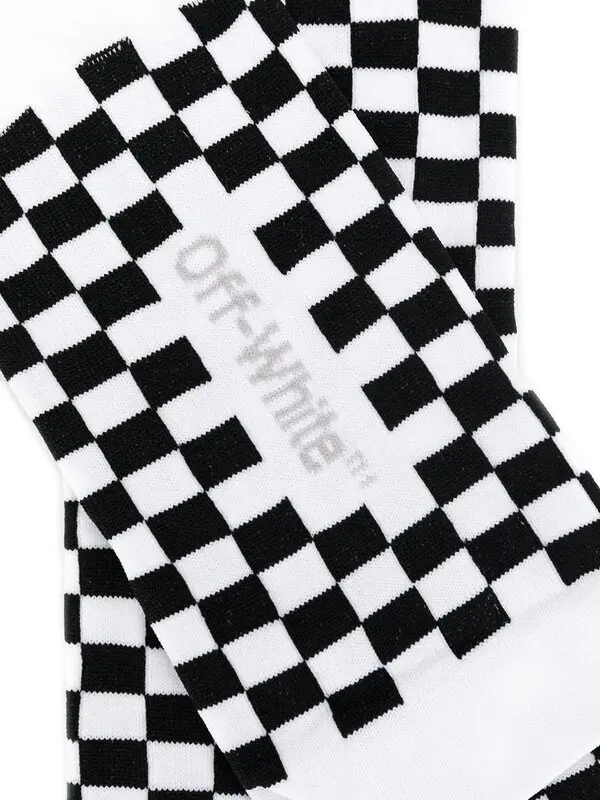 Off-White Checkerboard Logo Socks