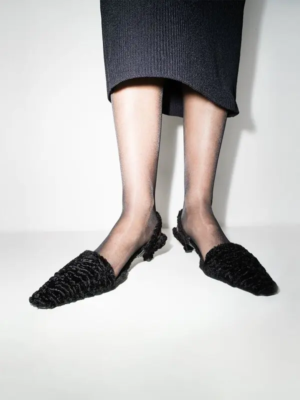 TOTEME The Slingback Faux-shearling Pumps