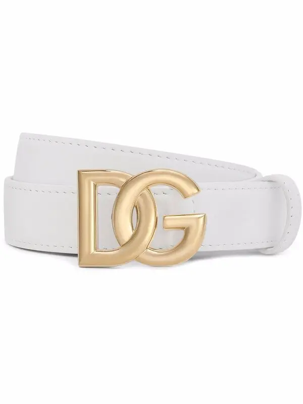 Dolce & Gabbana Dg Logo Leather Belt - White