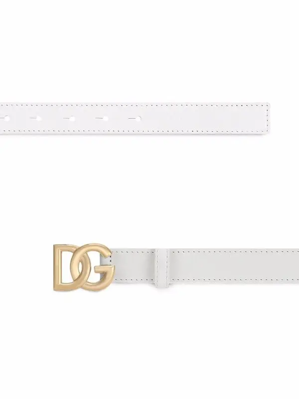 Dolce & Gabbana Dg Logo Leather Belt - White