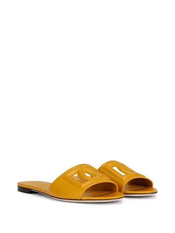 Dolce & Gabbana Dg Logo Leather Sandals - Yellow
