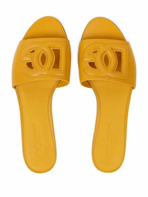 Dolce & Gabbana Dg Logo Leather Sandals - Yellow