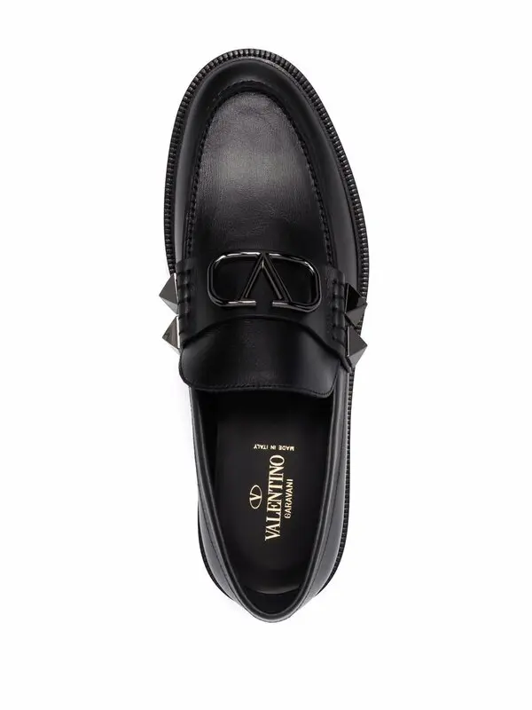 Valentino Garavani Stud Sign Leather Loafers In Black - 40