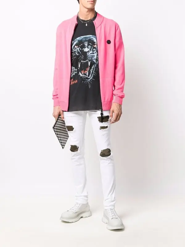 Philipp Plein Logo-patch Zip-up Cardigan