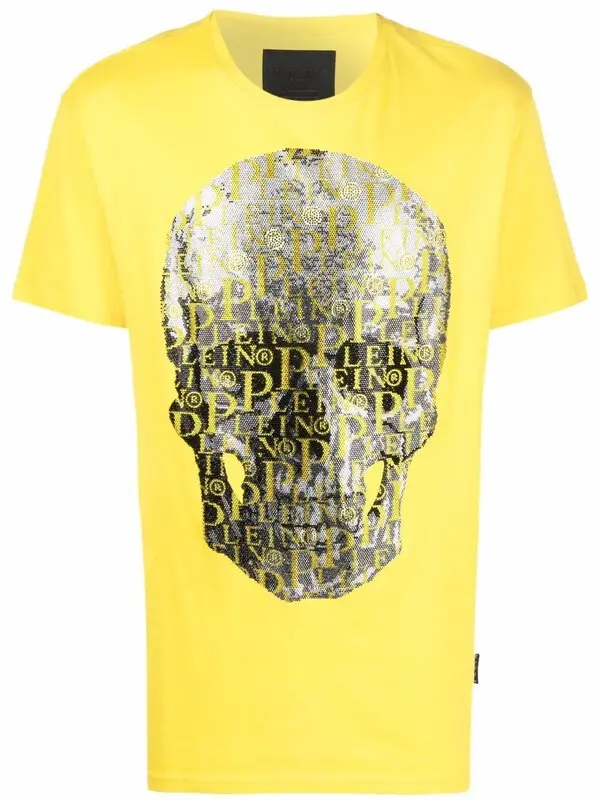 Philipp Plein Beaded Logo-skull T-shirt - Yellow