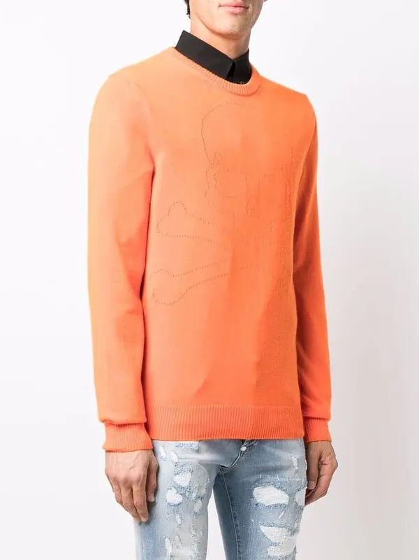 Philipp Plein Fine-knit Skull-motif Jumper - Orange