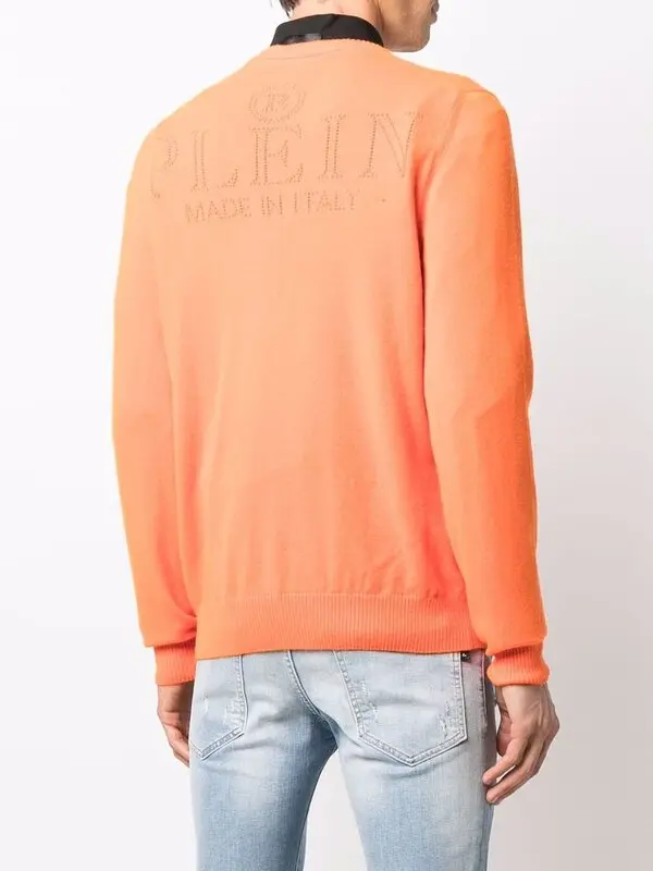 Philipp Plein Fine-knit Skull-motif Jumper - Orange