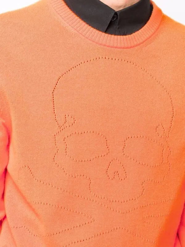 Philipp Plein Fine-knit Skull-motif Jumper - Orange