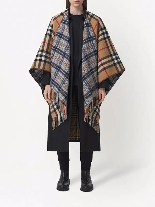 Burberry Reversible Check Wool Cape