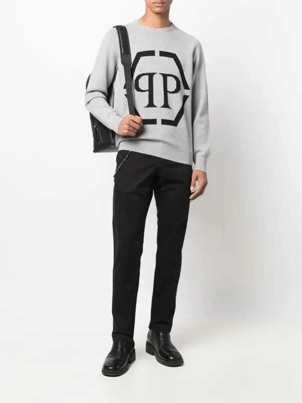 Philipp Plein Hexagon Logo Slim-fit Chinos - Black