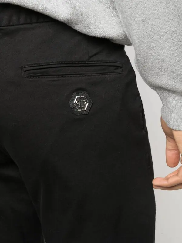 Philipp Plein Hexagon Logo Slim-fit Chinos - Black