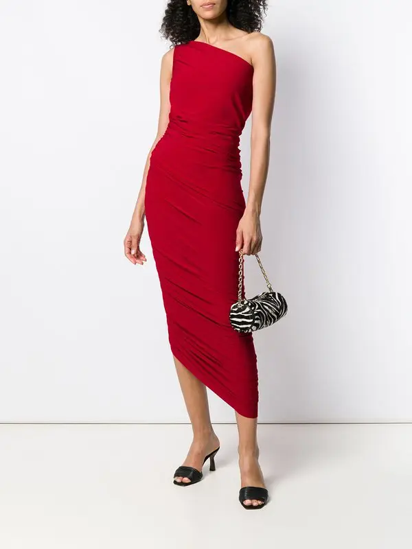 Norma Kamali Ruched Detail Asymmetric Dress