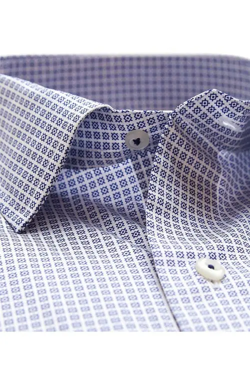 David Donahue Fusion Performance Geo Print Stretch Dress Shirt