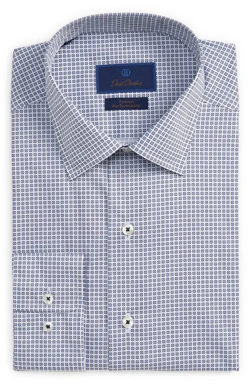David Donahue Fusion Performance Geo Print Stretch Dress Shirt