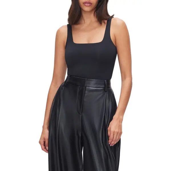 Good American Sculpting Modern Tank Bodysuit - Black001