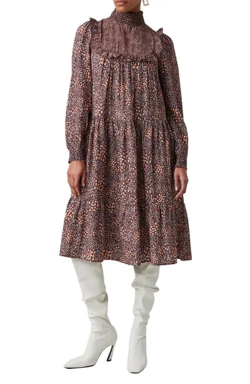 French Connection Faith Drape Long Sleeve Shift Dress