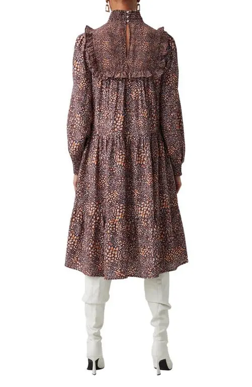 French Connection Faith Drape Long Sleeve Shift Dress