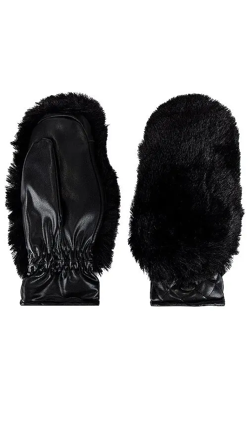 Goldbergh Hill Faux Fur Mittens - Black