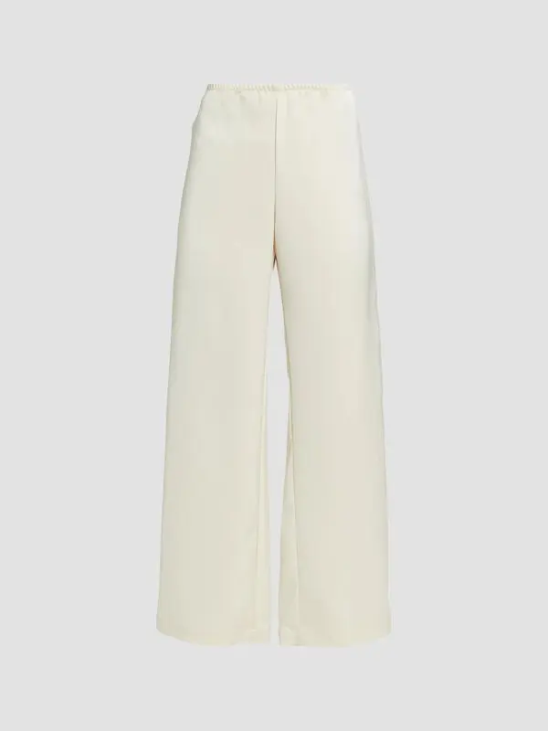 LESET Barb Satin Wide-leg Pants - Creme