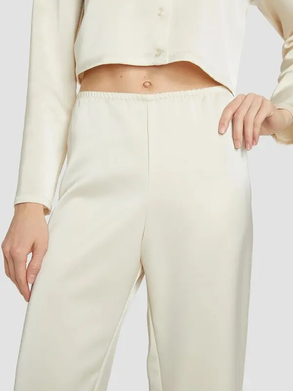 LESET Barb Satin Wide-leg Pants - Creme
