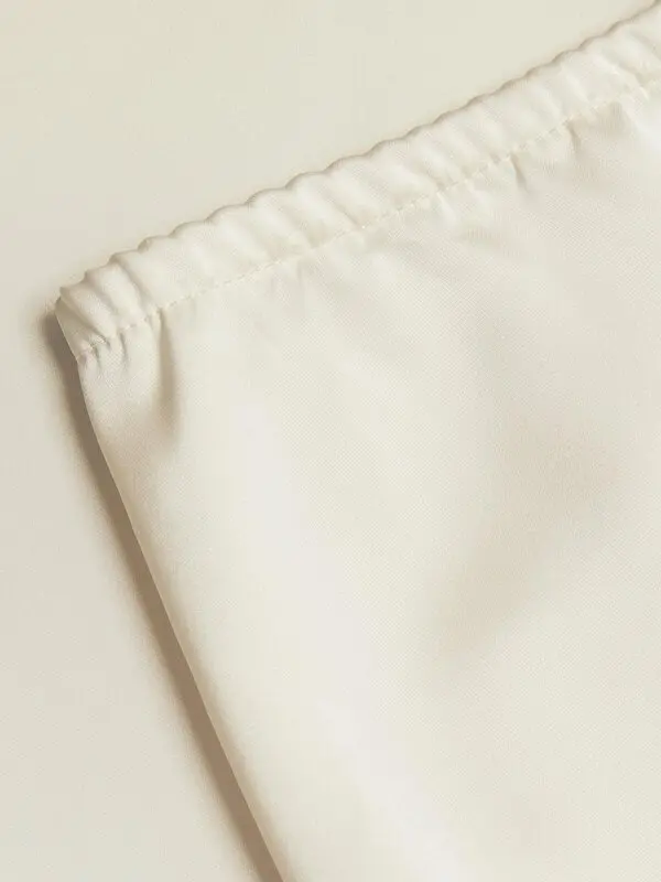 LESET Barb Satin Wide-leg Pants - Creme