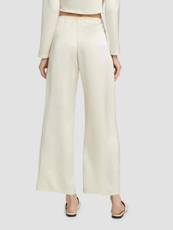 LESET Barb Satin Wide-leg Pants - Creme