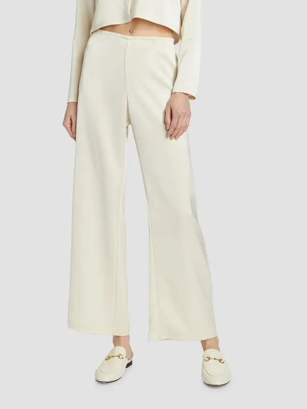 LESET Barb Satin Wide-leg Pants - Creme