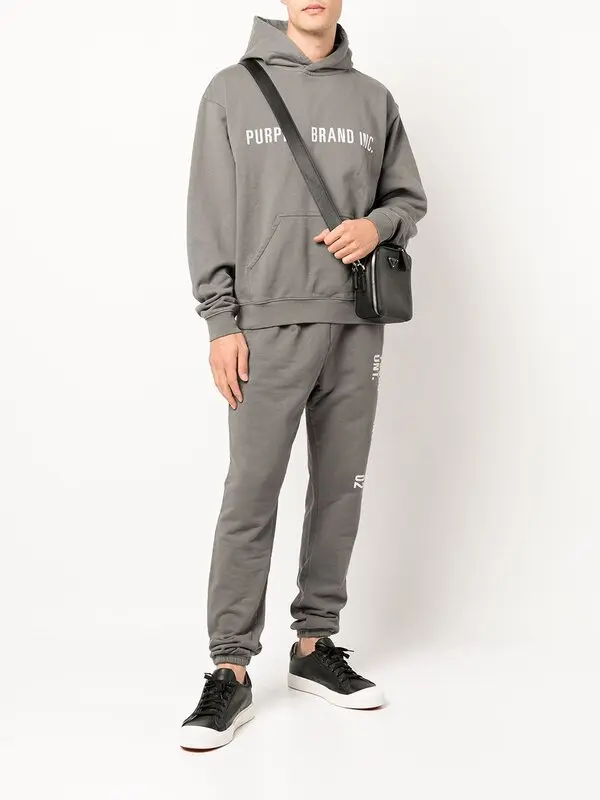 PURPLE BRAND Artifact-embroidered Long-sleeve Hoodie