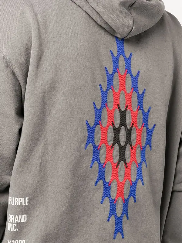 PURPLE BRAND Artifact-embroidered Long-sleeve Hoodie