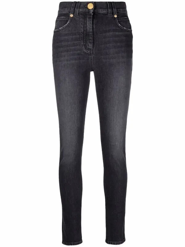 Balmain High-waisted Button-detail Denim Jeans