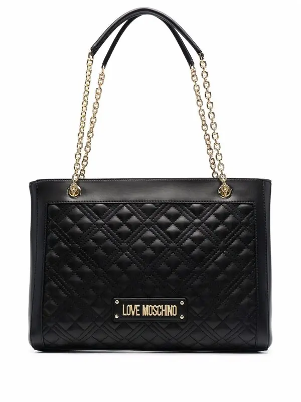 Moschino Logo-lettering Quilted Tote Bag
