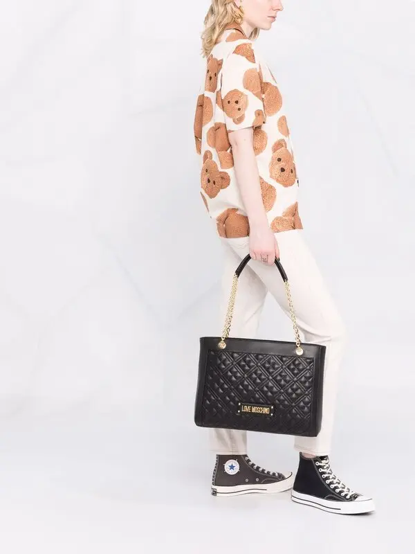 Moschino Logo-lettering Quilted Tote Bag