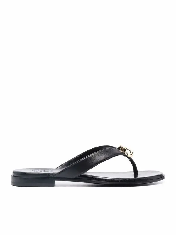 Givenchy Logo-plaque Leather Sandals - Black