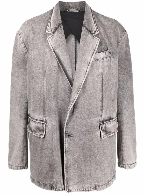 DIESEL® Cotton Washed Denim Blazer - Grey