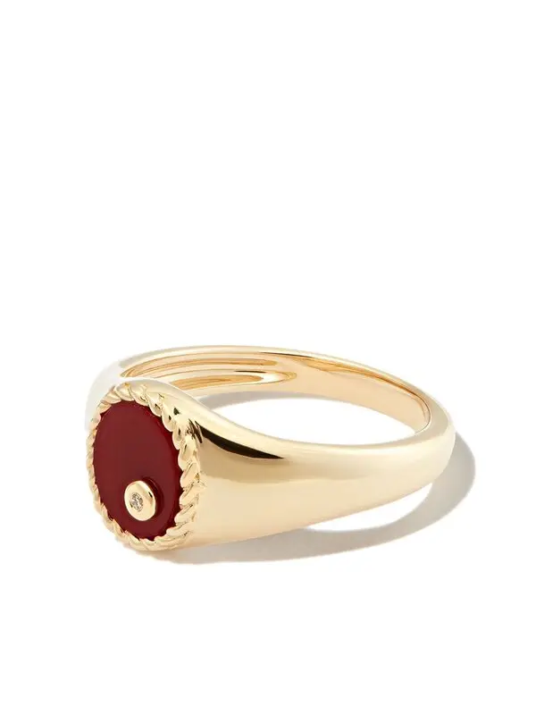 Yvonne Léon 9kt Yellow Agate Signet Ring - Gold